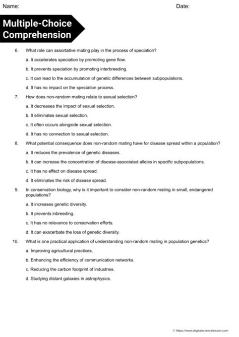 Non Random Mating And Assortative Mating By Digital Science Lesson