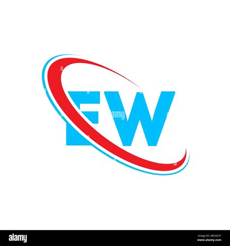 EW E W Letter Logo Design Initial Letter EW Linked Circle Upercase Monogram Logo Red And Blue