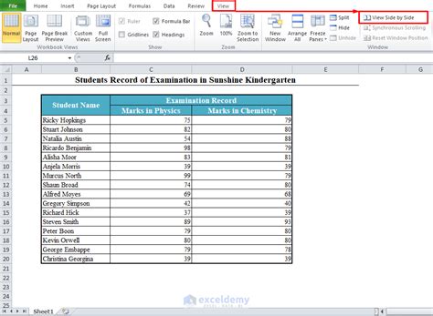 Excel 2013 Worksheet Side By Side