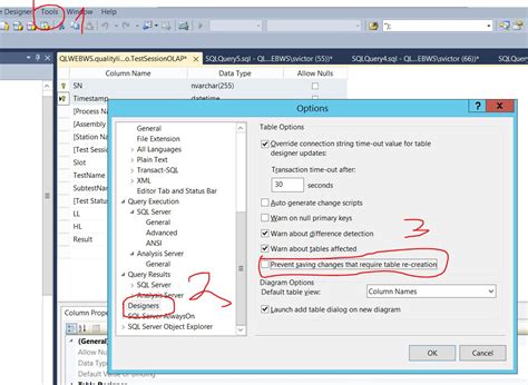 Sql Server Enable Queries That Require Table Recreation Flash Jet