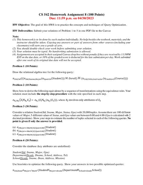 Wpi Cs 542 Homework Assignment 8 Cs 542 Homework Assignment 8 100 Points Due 1159 P