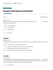 SCIN138 Lab Lesson 2 Plate Tectonics Pdf SCIN138 D007 Fall 18 Tests Quizzes Tests Quizzes