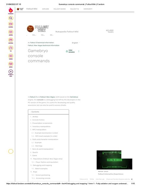 Gamebryo Console Commands Fallout Wiki Fandom Pdf Computer