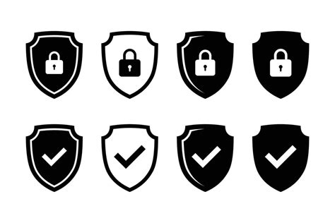 Set Of Security Shield Icons Lock Security Icon Security Shield Symbols With Check Marks And
