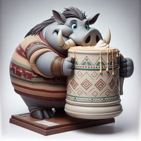 Jumbo Eggnog Pumba Cartoon Festive Holiday Celebration Ai Art