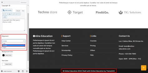 Footer Bar Online Education Documentation