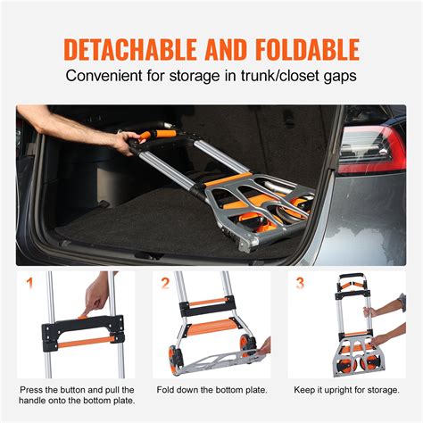 Vevor Folding Hand Truck 309 Lbs Load Capacity Aluminum Portable Cart