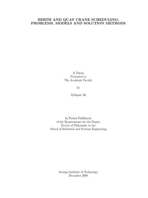 Berth And Quay Crane Scheduling Problems Models And Solution Methods Pdf Containerization