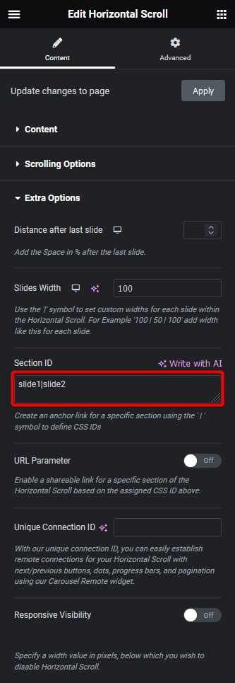 How To Link To A Specific Section In Elementor Horizontal Page Scroll