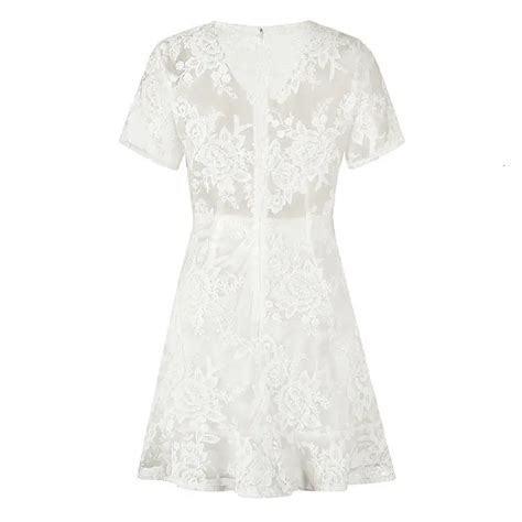 Backlakegirls белое кружевное женское коктейльное платье с вышивкой Elbise короткое вечернее
