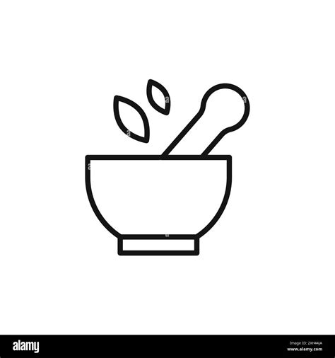 Pestle And Mortar Icon Logo Sign Vector Outline In Black And White