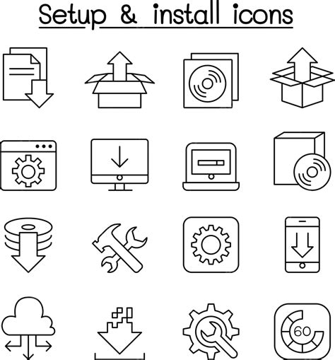 Icon Set For Installation Configuration Maintenance And Setup In Th Vector Tools Logo Line