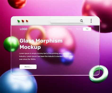 premium psd 3d landing page mockup with glass morphism effect or 3d