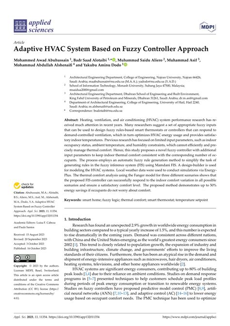 Pdf Adaptive Hvac System Based On Fuzzy Controller Approach