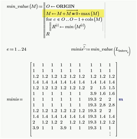 Solved Minimum Value In Each Column In Several Matrices Ptc Community