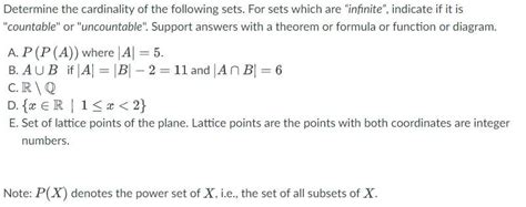 Solved Determine The Cardinality Of The Following Sets For