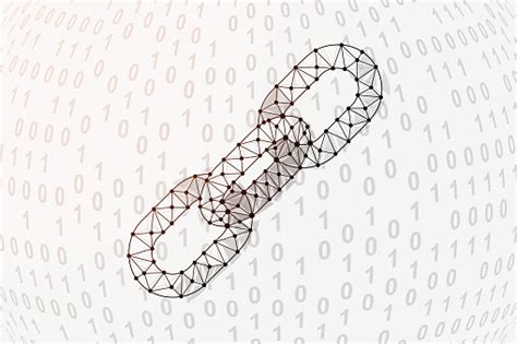 이진 코드 배경을 가진 체인 3d 낮은 폴리 심볼 체인 링크 디자인 벡터 일러스트레이션 연결된 점이 있는 블록체인 다각형 기호