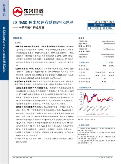 电子元器件行业周报：3d Nand技术加速存储国产化进程