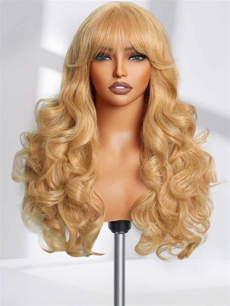Gorgius Glueless Wigs With Bang Golden Blonde Loose Body Wave Wig Put On And Go Pre Bleached