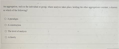 Solved An Aggregation Such As The Individual Or Group