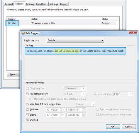 help with using idle trigger in win task scheduler windows 7 forums