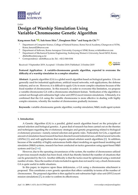 Pdf Design Of Warship Simulation Using Variable Chromosome Genetic Algorithm