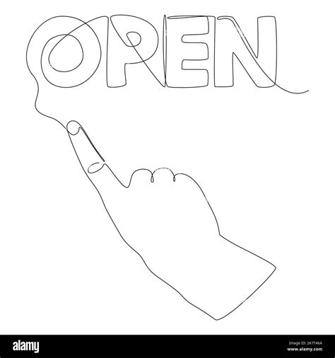 One Continuous Line Of Index Finger Pointng At Open Word Thin Line Illustration Vector Concept