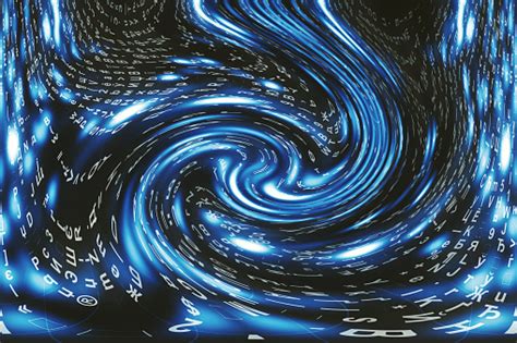 블루 매트릭스 디지털 배경입니다 왜곡된 사이버 공간 개념 캐릭터는 웜홀에 떨어집니다 해킹 된 매트릭스 가상 현실 디자인 복잡한 알고리즘 데이터 해킹 시안 디지털 스파크 가상