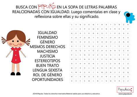 Ficha Nº 3 Sopa De Letras De Igualdad Con Pepuka
