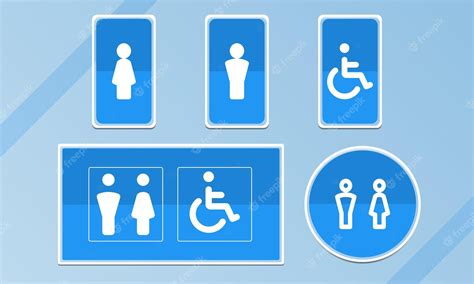 남자 여자 장애인을 위한 화장실 표지판 디자인 프리미엄 벡터