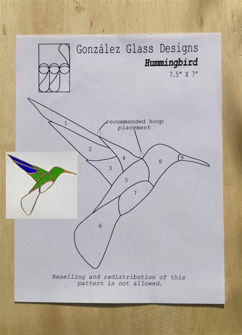 Hummingbird Stained Glass Pattern Pdf Digital Download Etsy