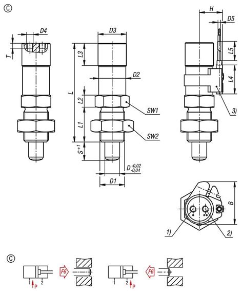 Kipp 인덱스 플런저 스테인리스 스틸 공압식