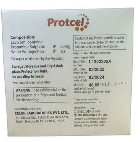 Protamine Sulphate Injection Packaging Type 1 5 Packaging Size 5 S At ₹ 48 Vial In Surat