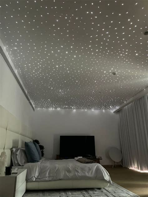 Satin Stretch Ceiling With Fiber Optic Stars Bedroom Interior Bedroom Living Room Ceiling