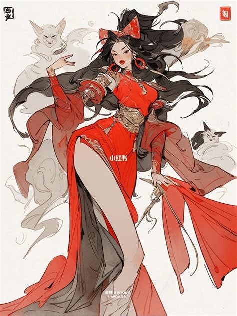 苏妲己 角色设计 古风服设插画