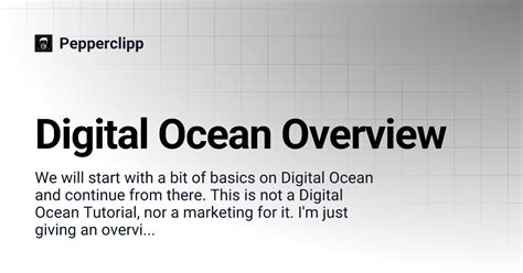 Digital Ocean Overview Pepperclipp