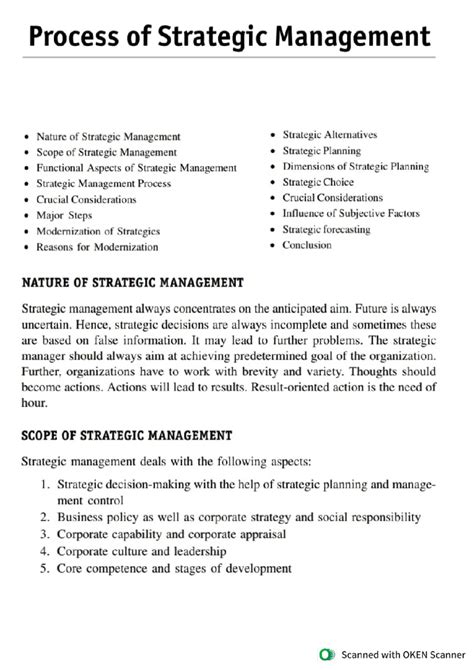 Strategic Management Scope Of Strategic Management Modernization Of Strategies Strategic