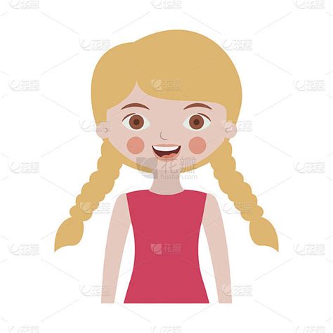 半裸金发，梳着辫子的女孩