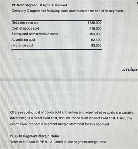 Solved Pe 6 12 Segment Margin Statement Company C Reports