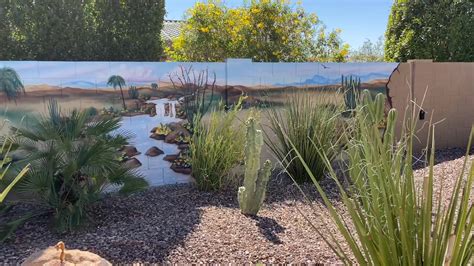 A Beautiful Mural Completes The Backyard Landscaping Call Or Text 602