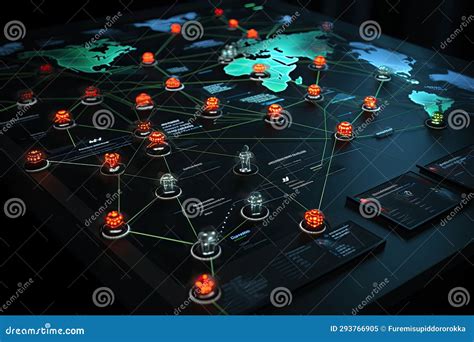Screen With Network Topology And Threats Cyber Security Data Protection Business Technology