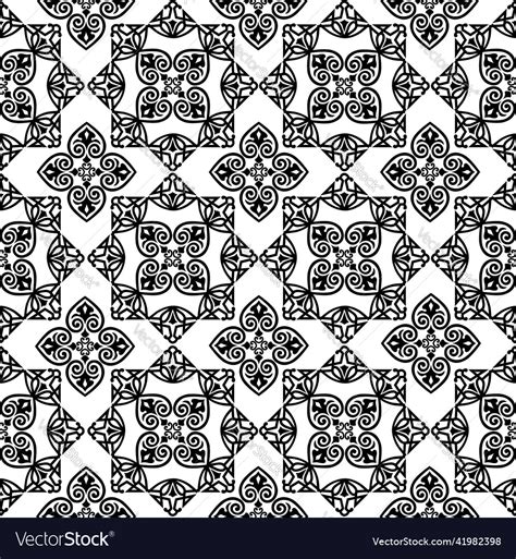 Abstract Seamless Pattern Mosaic Floral Diagonal Vector Image