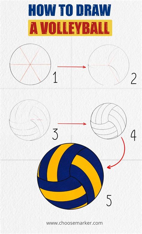 How To Draw A Volleyball Easy Step By Step Volleyball Drawing