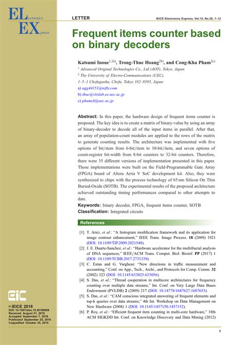 Pdf Frequent Items Counter Based On Binary Decoders