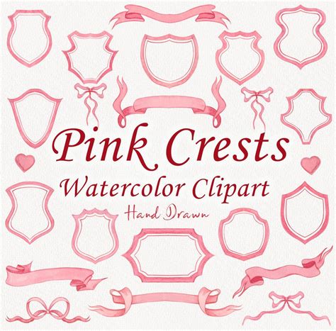 Crests Clipart Wedding Crests Watercolor Crests Watercolor Pink