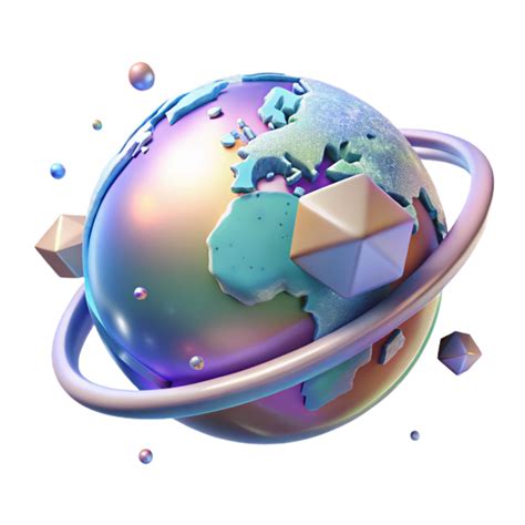 Dramatic Contemporary Holographic Earth Globe Rotating Cutout High