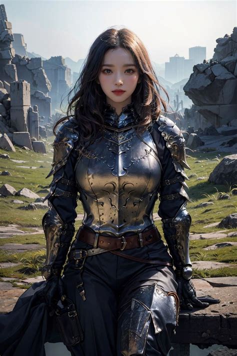 Ai로 만든 한국식 Mmorpg 판타지 아머플레이트 입은 여자 그리기 만들기 2 Warrior Woman Female