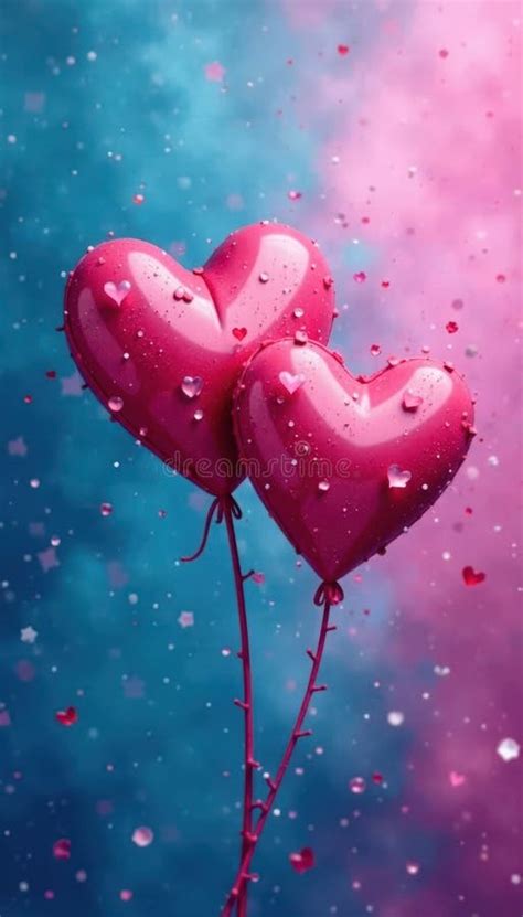 Two Intertwined Hearts Blue Pink Background Connection Unity Symbol Stock Illustration