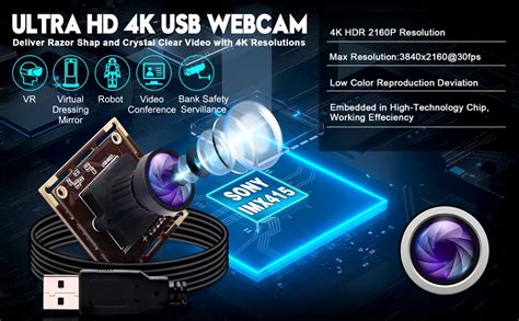 Elp Wide Angle No Distortion Usb Camera Module 4k 3840×2160 Cmos Imx415
