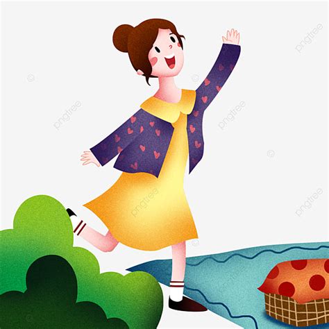 봄 일러스트 투어 여자 행복 기쁘게 소녀 야외 스테핑 식물 장식 한 만화 소녀 야외 스테핑 소녀 Png 일러스트 및 Psd 이미지 무료 다운로드 Pngtree